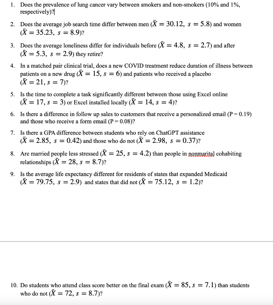 Solved For questions 1 through 10 , determine what the | Chegg.com