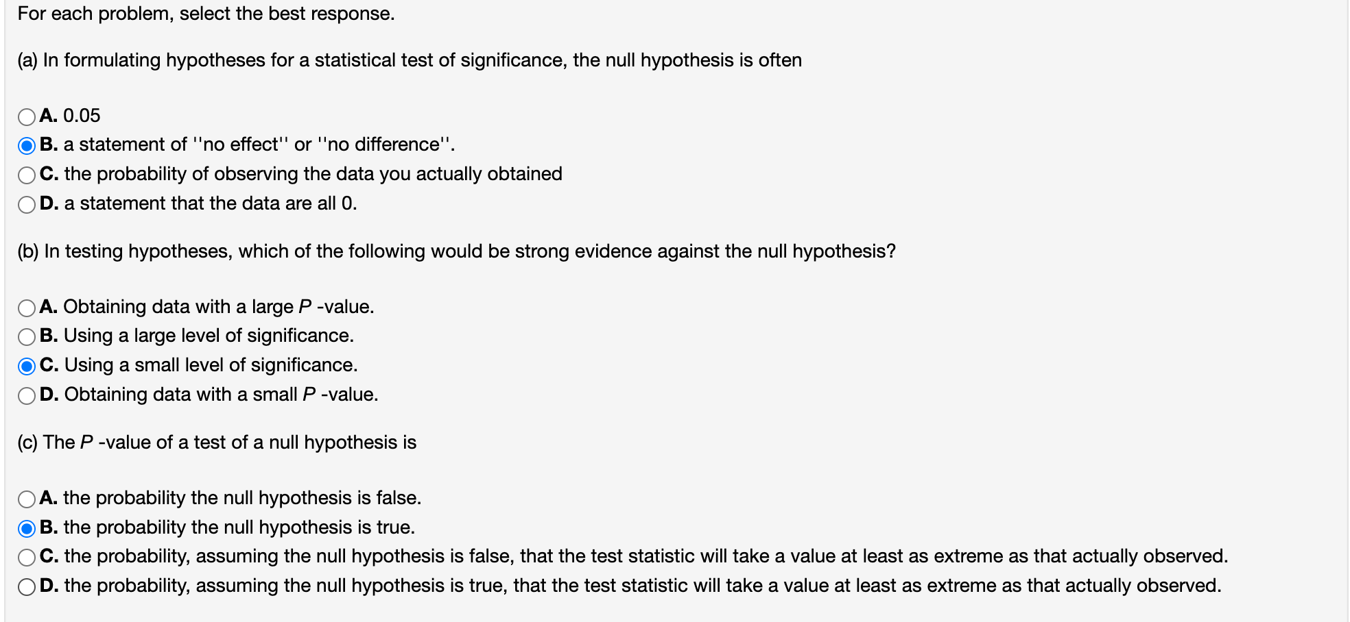 Solved For each problem, select the best response. (a) In | Chegg.com