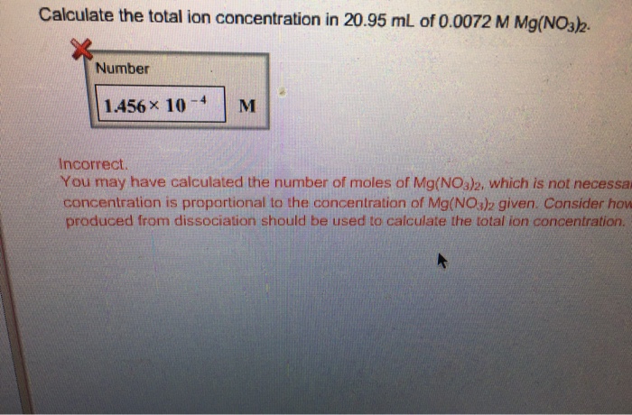 Solved Calculate the total ion concentration in 20.95 mL of | Chegg.com