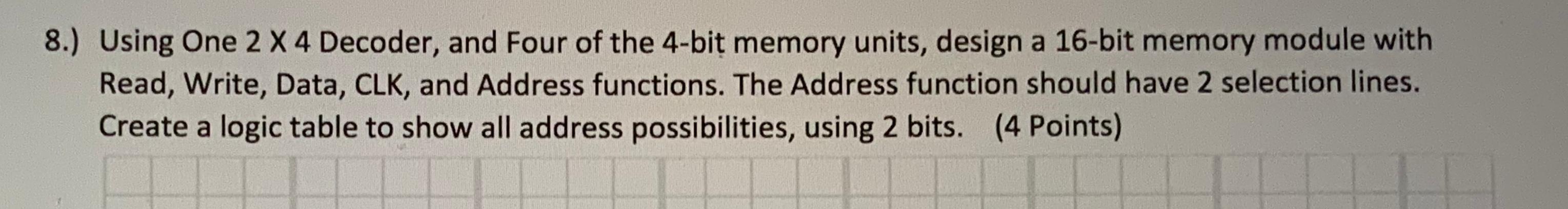Solved 8.) Using One 2 X 4 Decoder, and Four of the 4-bit | Chegg.com