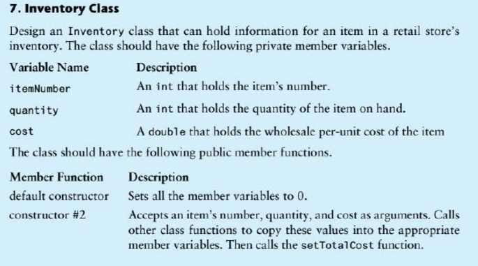 Solved 7. Inventory Class Design an Inventory class that can | Chegg.com