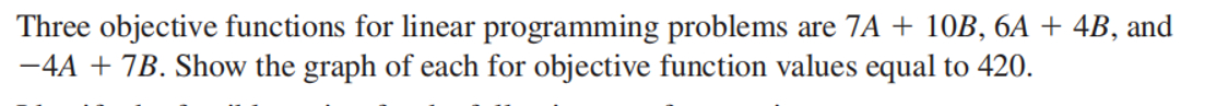 Solved Three objective functions for linear programming | Chegg.com