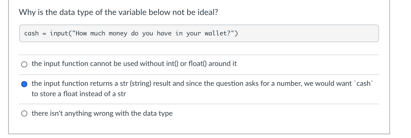 Solved Why is the data type of the variable below not be | Chegg.com