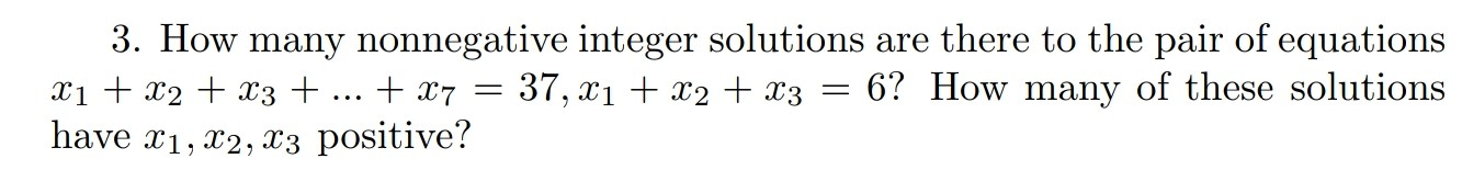 Solved 3. How many nonnegative integer solutions are there | Chegg.com