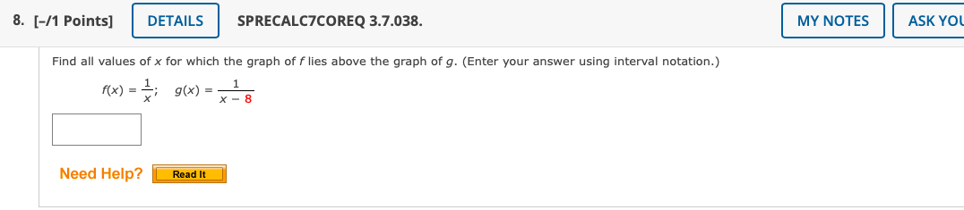 Solved 7. [-/1 Points) DETAILS SPRECALC7COREQ 3.7.037. MY | Chegg.com