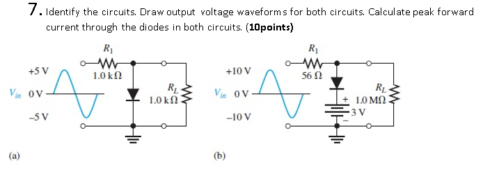Solved 7. Identify the circuits. Draw output voltage | Chegg.com