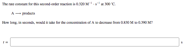 Solved The rate constant for this second-order reaction is | Chegg.com