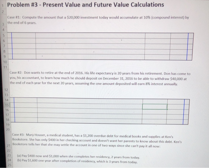 Solved 1 Problem #3-Present Value and Future Value | Chegg.com