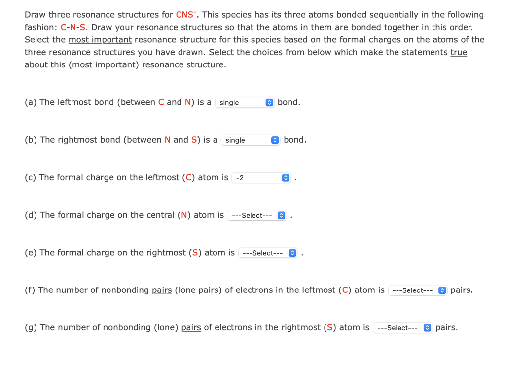 Solved Draw three resonance structures for CNS'. This | Chegg.com