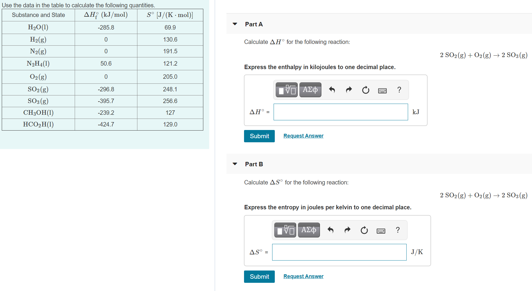 Solved Part A Use the data in the table to calculate the | Chegg.com