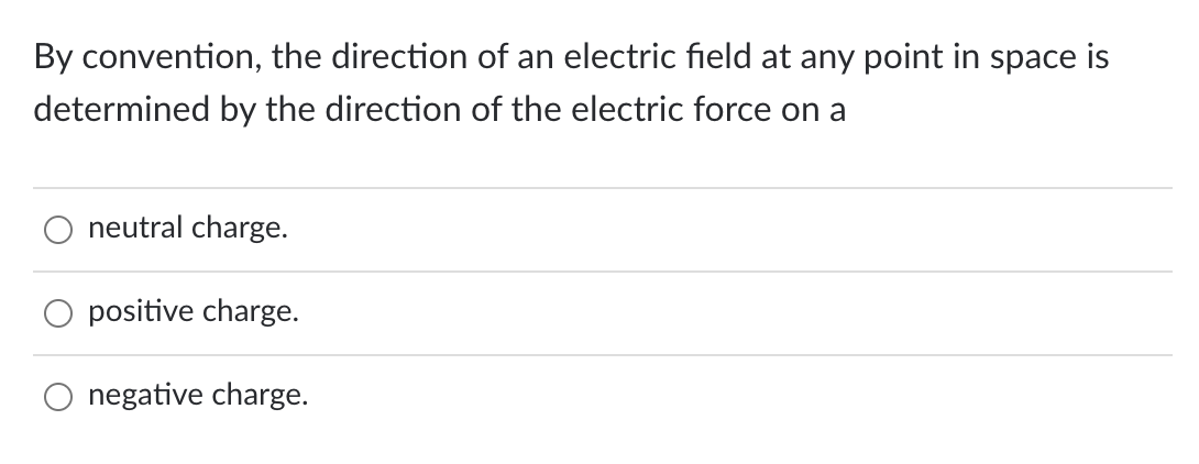 Solved By convention, the direction of an electric field at | Chegg.com