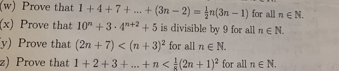 Solved (w) Prove that 1 +4+7 -+. (3n-2)(3n-1) for all n E N. | Chegg.com Solved (w) Prove that 1 +4+7 -+. (3n-2)(3n-1) for all n E N. | Chegg.com