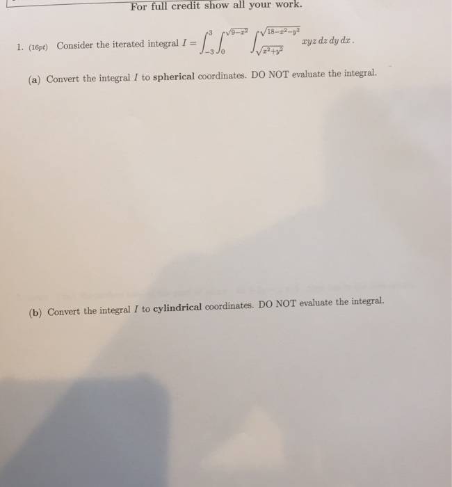 Solved Consider the iterated integral I = integral_-3^3 | Chegg.com