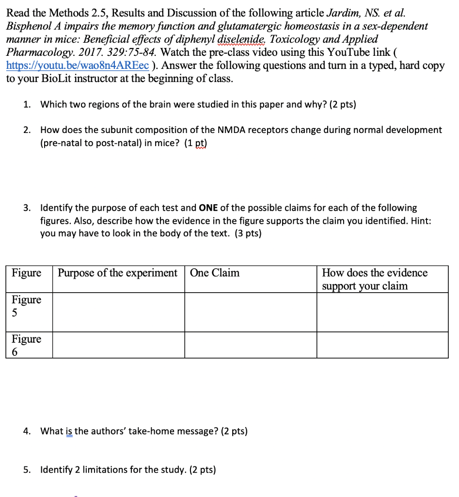 Read the Methods 2.5, Results and Discussion of the | Chegg.com