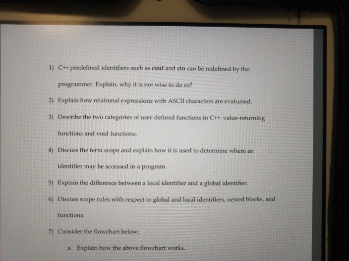 Solved 1) C# predefined identifiers such as cout and cin can | Chegg.com