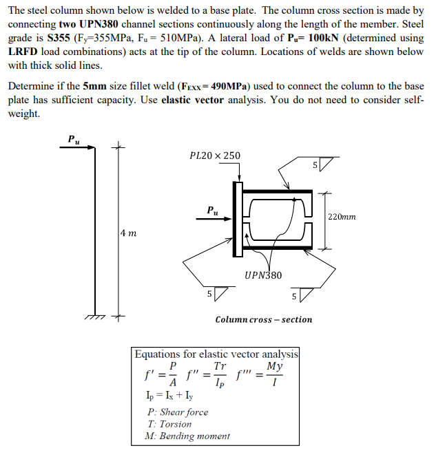 The steel column shown below is welded to a base | Chegg.com