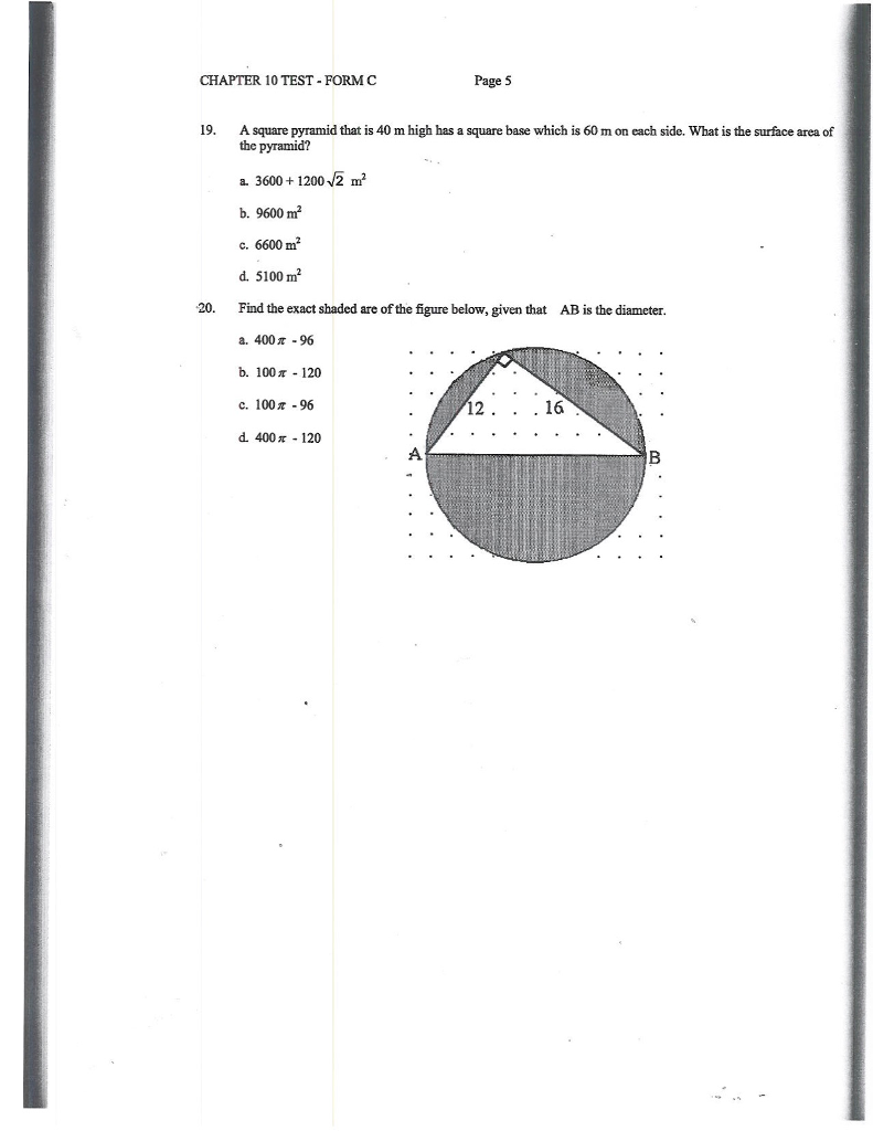 Solved CHAPTER 10 TEST FORM C Page 3 10. What kind of | Chegg.com