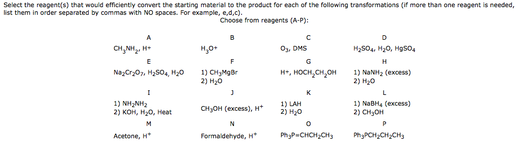 Solved Select the reagent(s) that would efficiently convert | Chegg.com