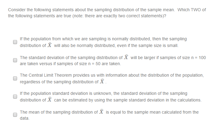 Solved Consider the following statements about the sampling | Chegg.com