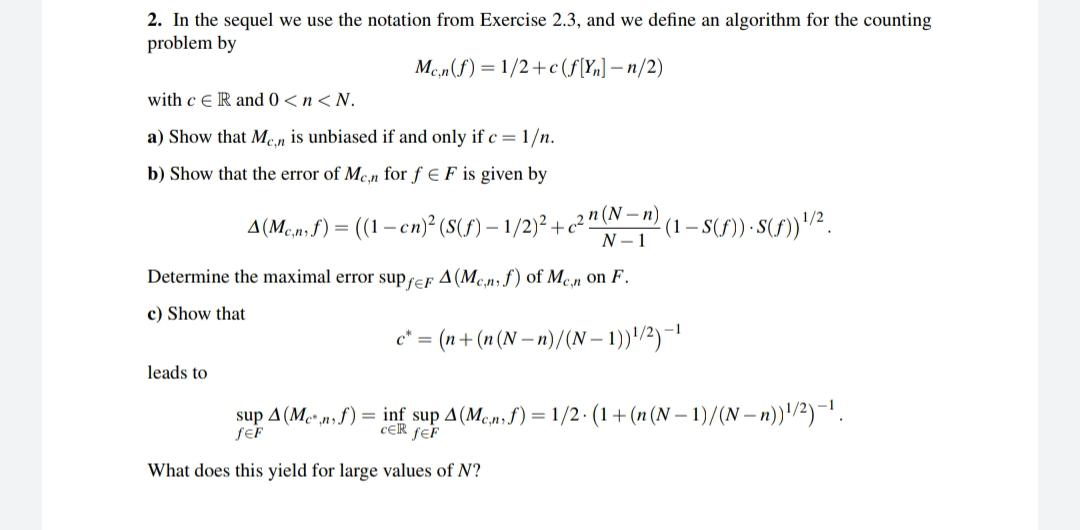 2. In the sequel we use the notation from Exercise | Chegg.com