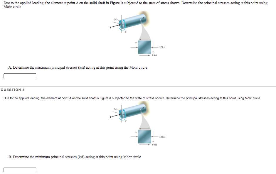 Solved Due to the applied loading, the element at point A on | Chegg.com