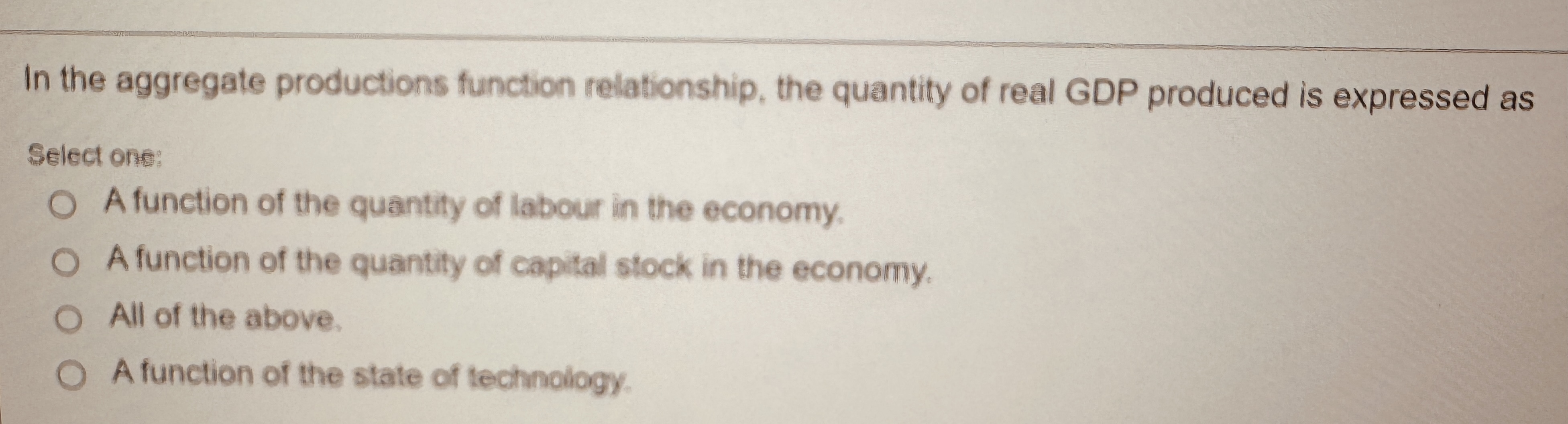 Solved In the aggregate productions function relationship, | Chegg.com