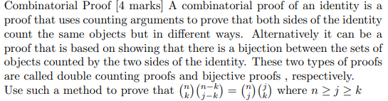 Solved Combinatorial Proof [ 4 marks] A combinatorial proof | Chegg.com