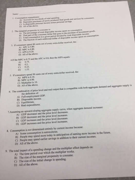 Solved Name A) Account for two-thirds of total spending B) | Chegg.com