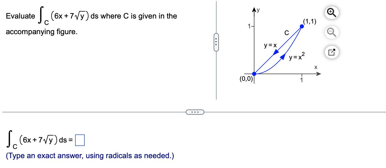 Solved Evaluate ∫C﻿(6x+7y2)ds ﻿where C ﻿is given in | Chegg.com