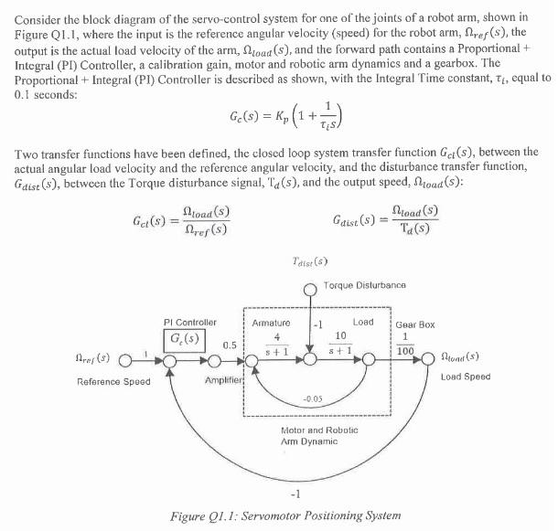Solved Consider the block diagram of the servo-control | Chegg.com