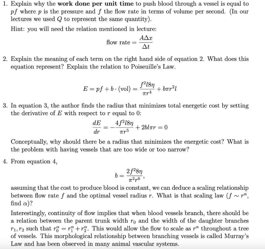 Solved 1. Explain why the work done per unit time to push | Chegg.com