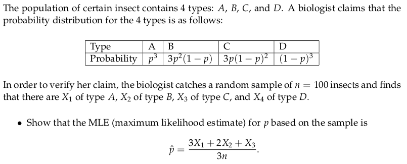 Solved The population of certain insect contains 4 types: A, | Chegg.com