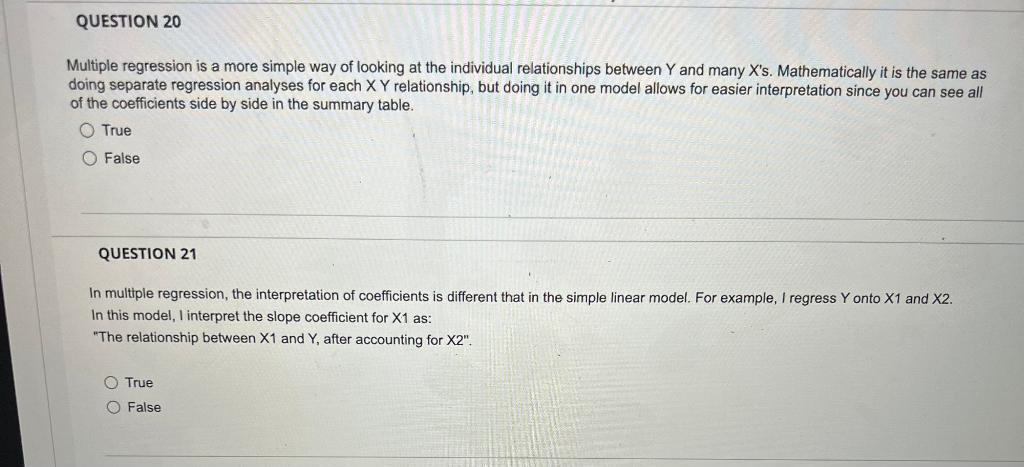 Solved Multiple regression is a more simple way of looking | Chegg.com