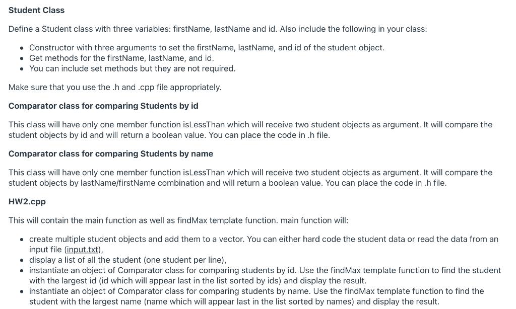 Solved Student Class Define a Student class with three | Chegg.com