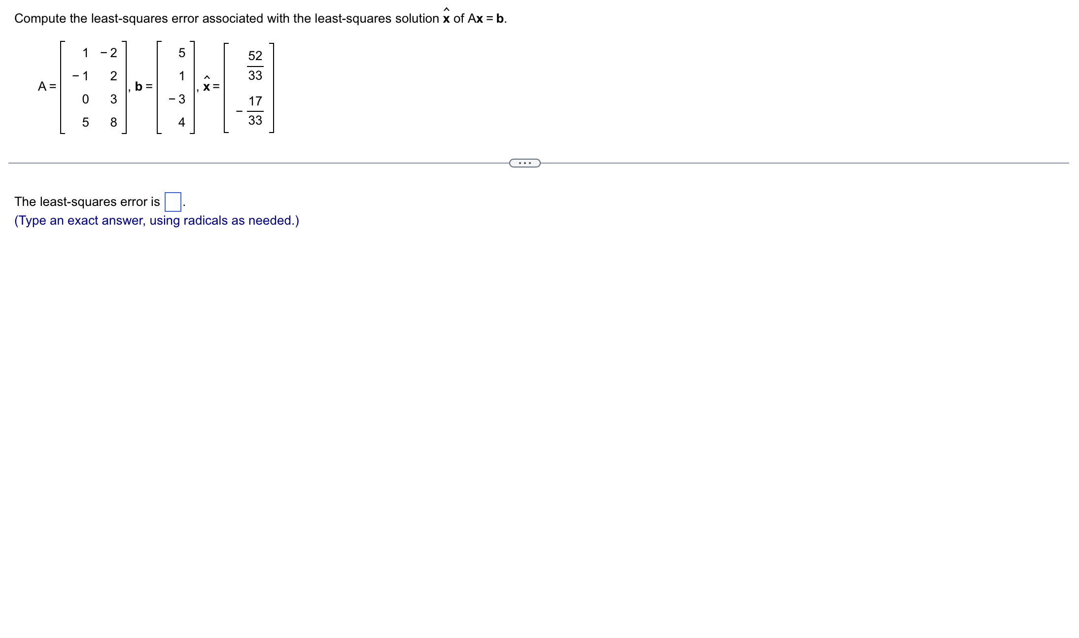 Solved Compute the least-squares error associated with the | Chegg.com