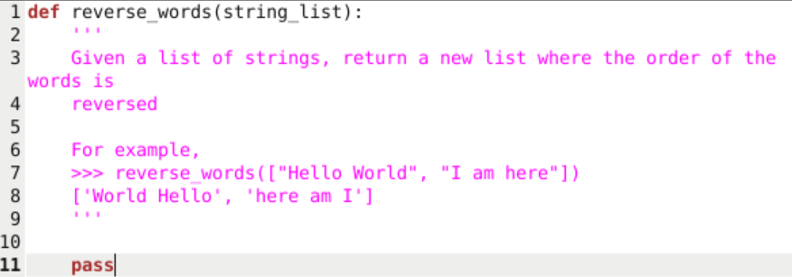 Solved 1 def reverse_words (string_list): 2 3 Given a list | Chegg.com