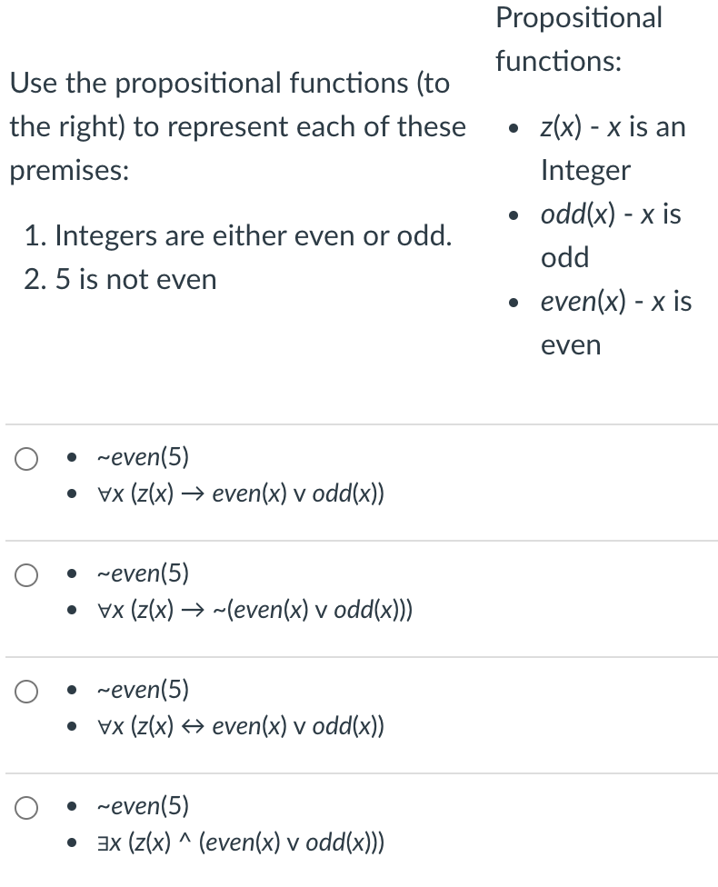 Solved Propositional Functions Use The Propositional