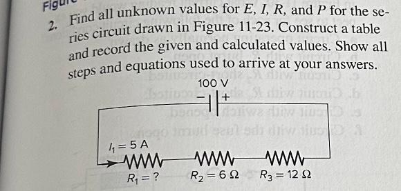 Solved 2. Find all unknown values for E,I,R, and P for the | Chegg.com