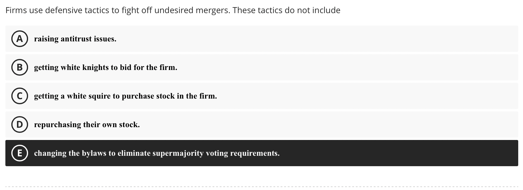 Solved Firms use defensive tactics to fight off undesired | Chegg.com