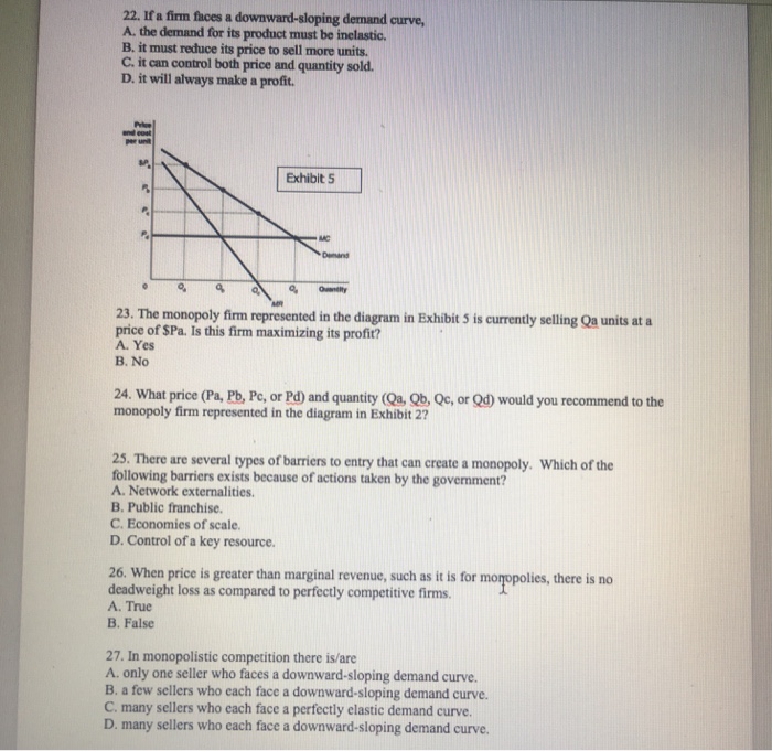 Solved If a firm faces a downward-sloping demand curve, the | Chegg.com