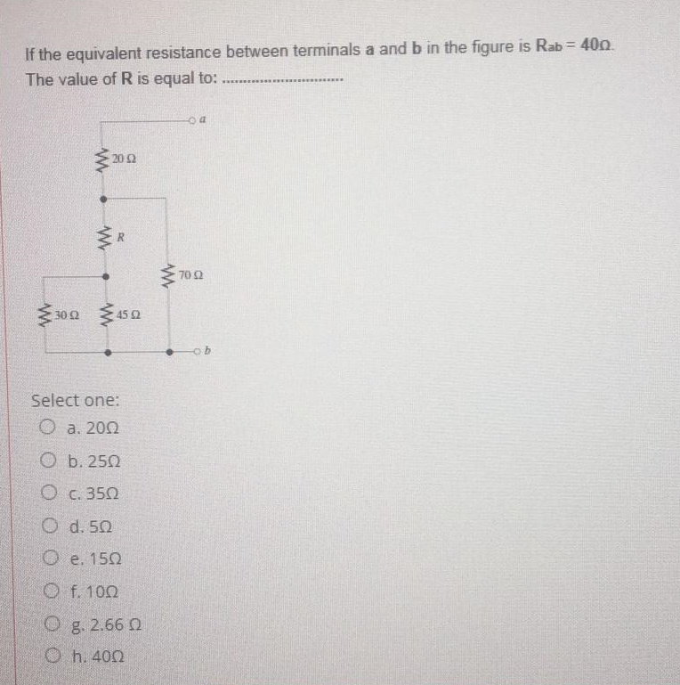 Solved If the equivalent resistance between terminals a and | Chegg.com