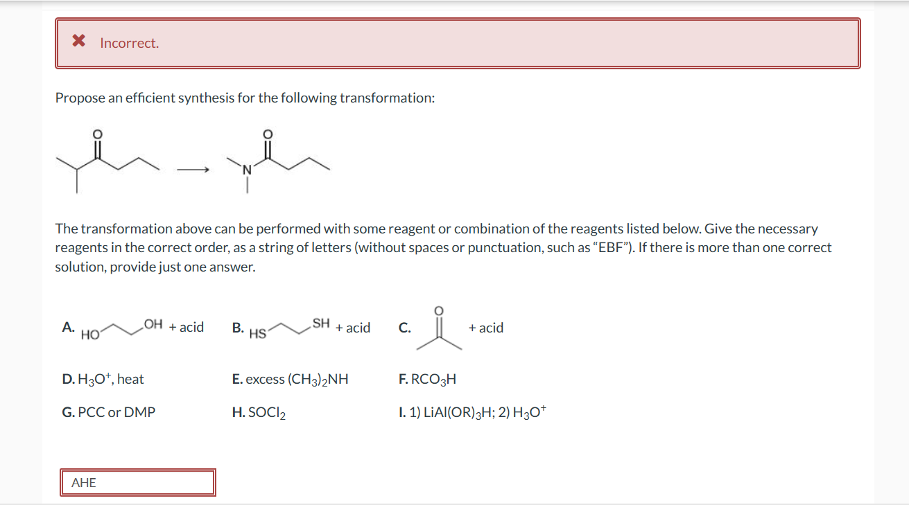 Solved Incorrect.Propose an efficient synthesis for the | Chegg.com