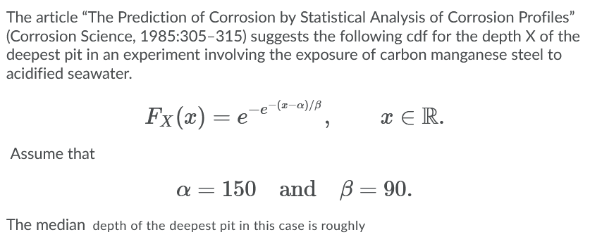 Solved The article “The Prediction of Corrosion by | Chegg.com