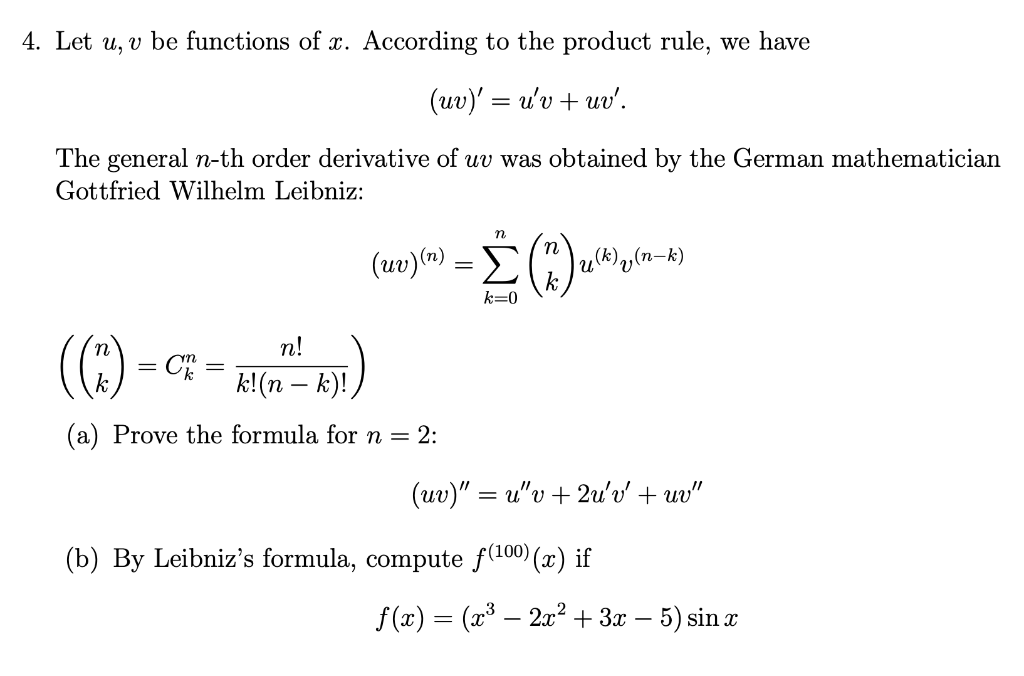 Solved 4. Let u, v be functions of x. According to the | Chegg.com