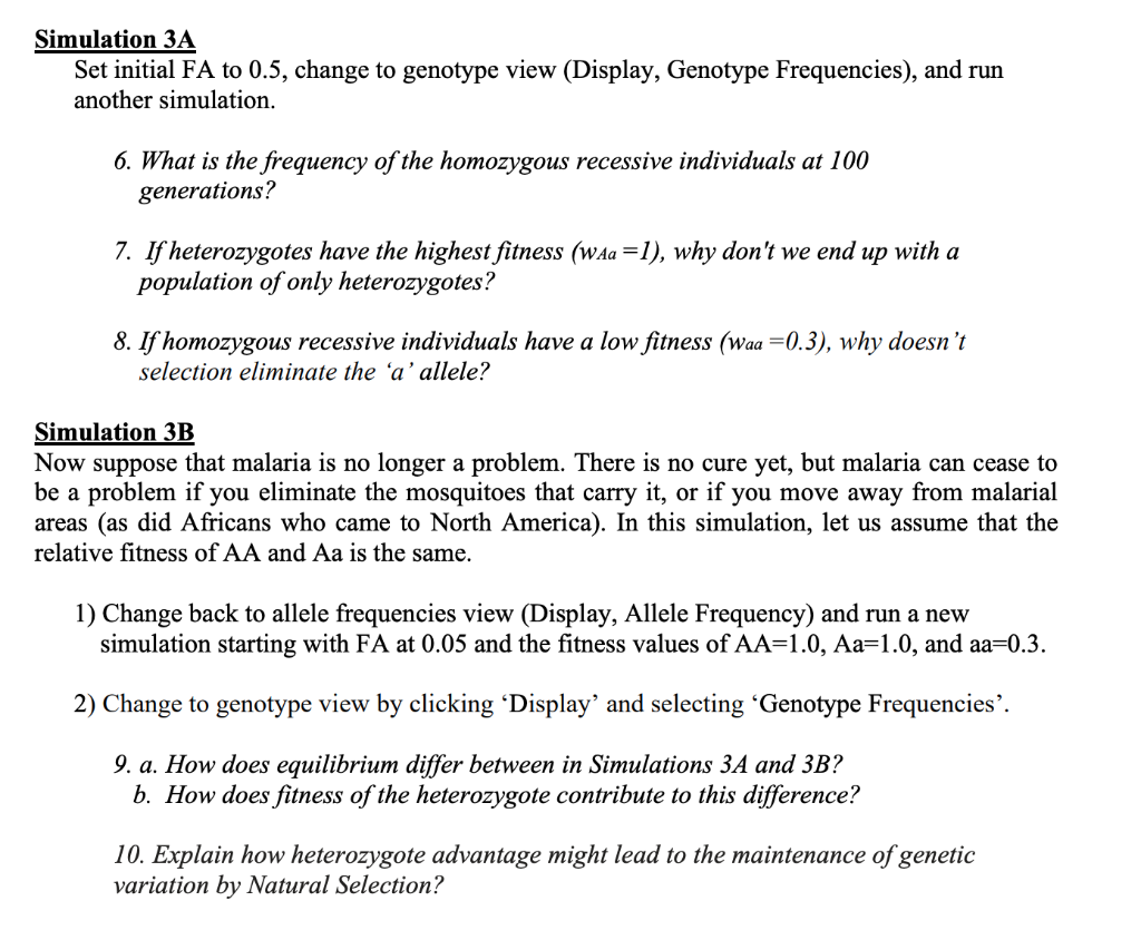 Simulation 3A Set initial FA to 0.5, change to | Chegg.com