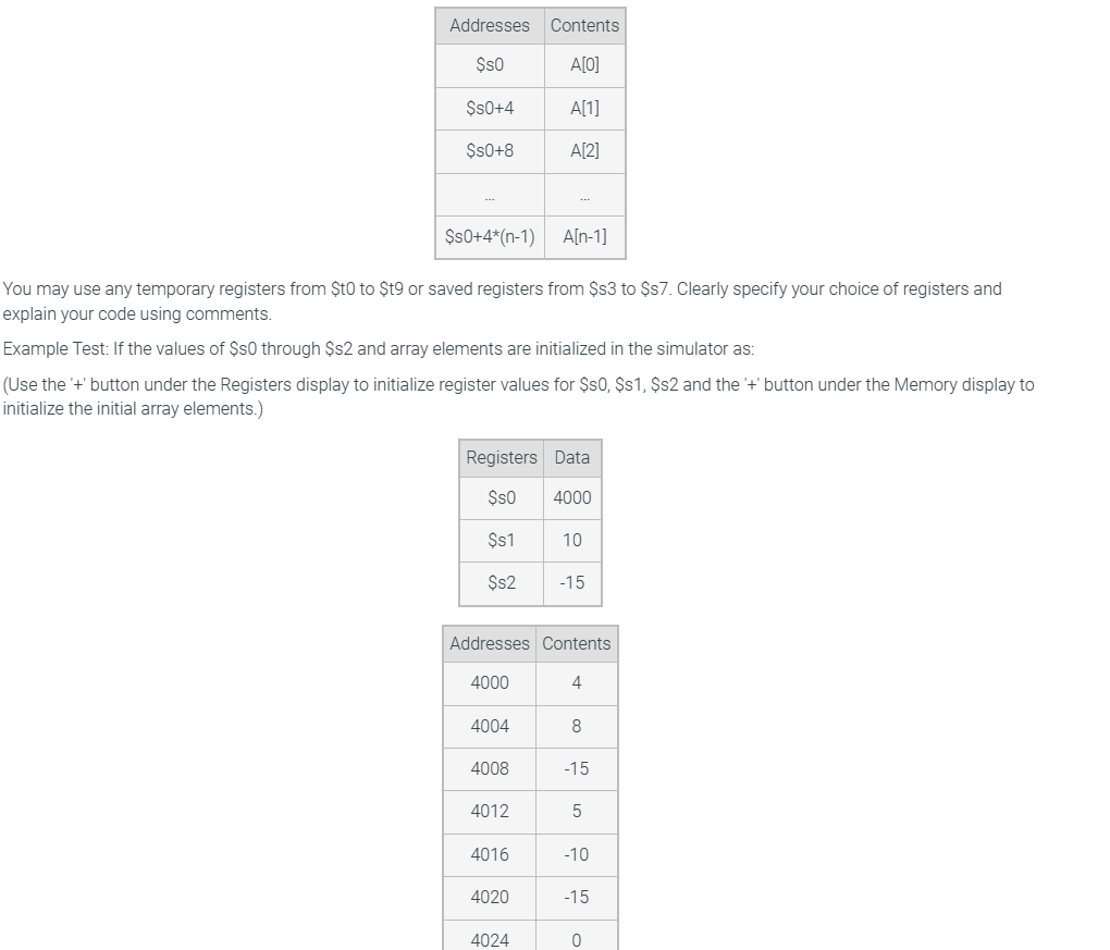 Solved You may use any temporary registers from $$0 to $t t9 | Chegg.com