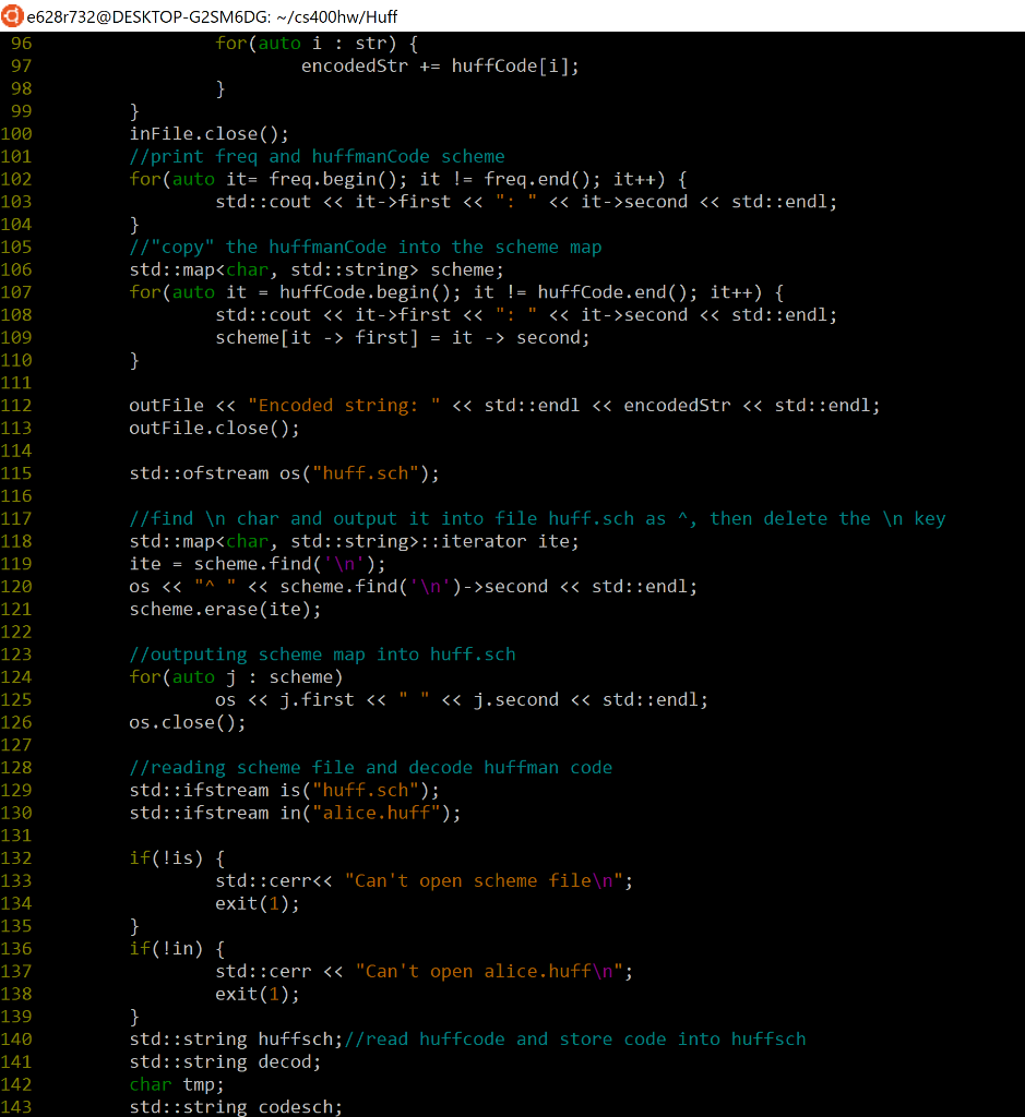 Huffman decoding, in C++ please... The encoding part | Chegg.com