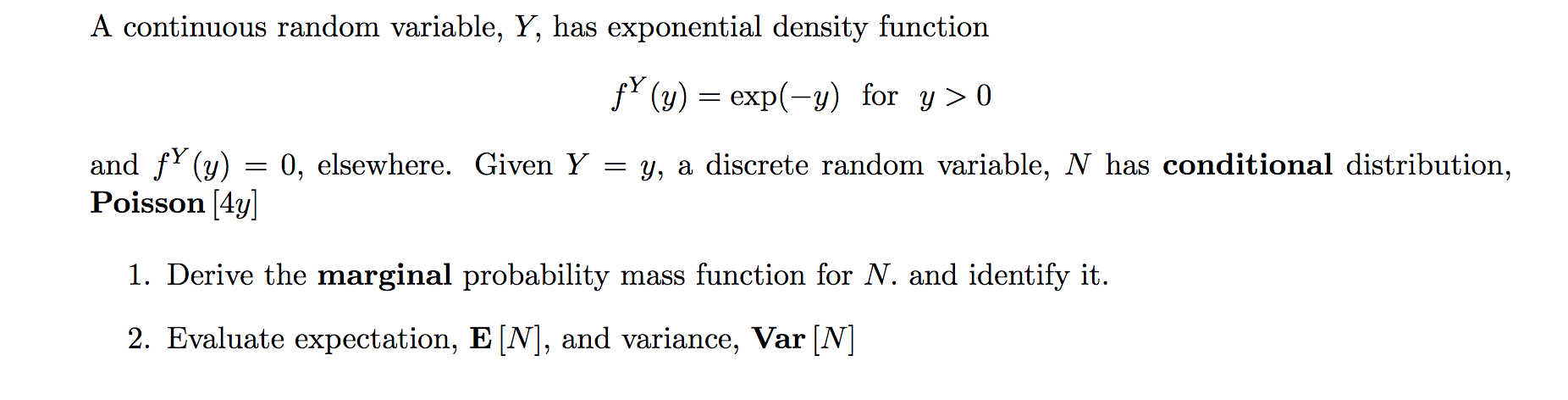 Solved A continuous random variable, Y, has exponential | Chegg.com