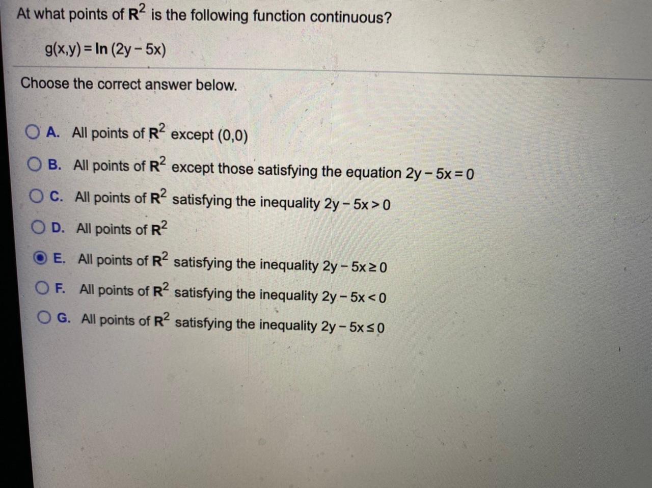 Solved At what points of R2 is the following function | Chegg.com
