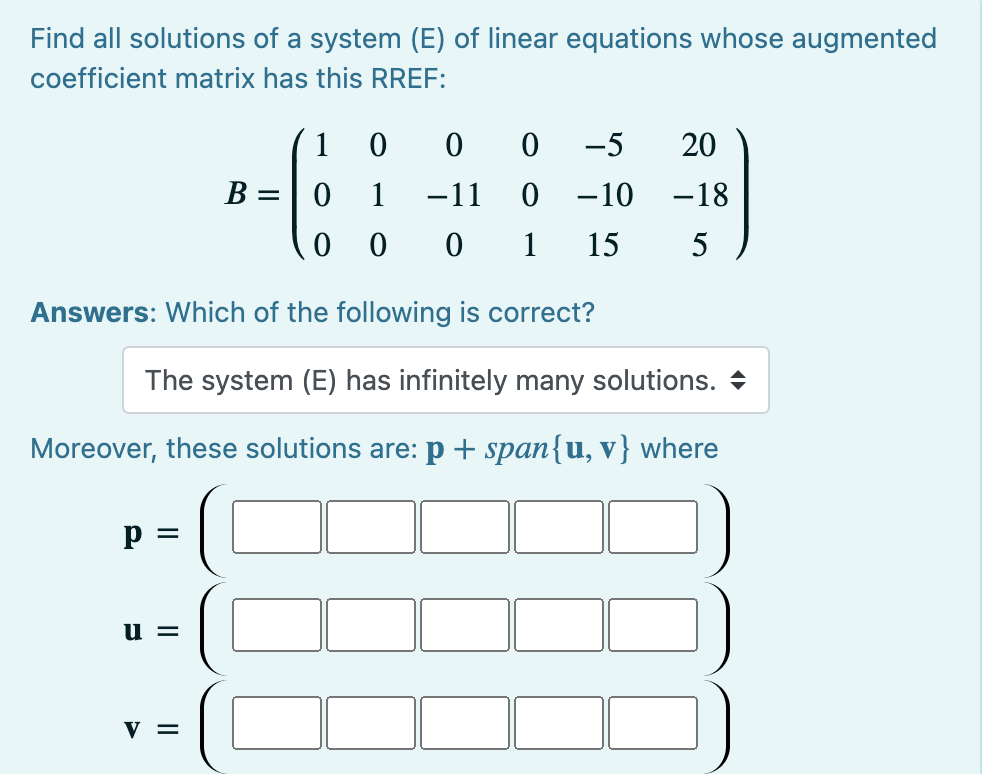 Solved Find all solutions of a system (E) of linear | Chegg.com